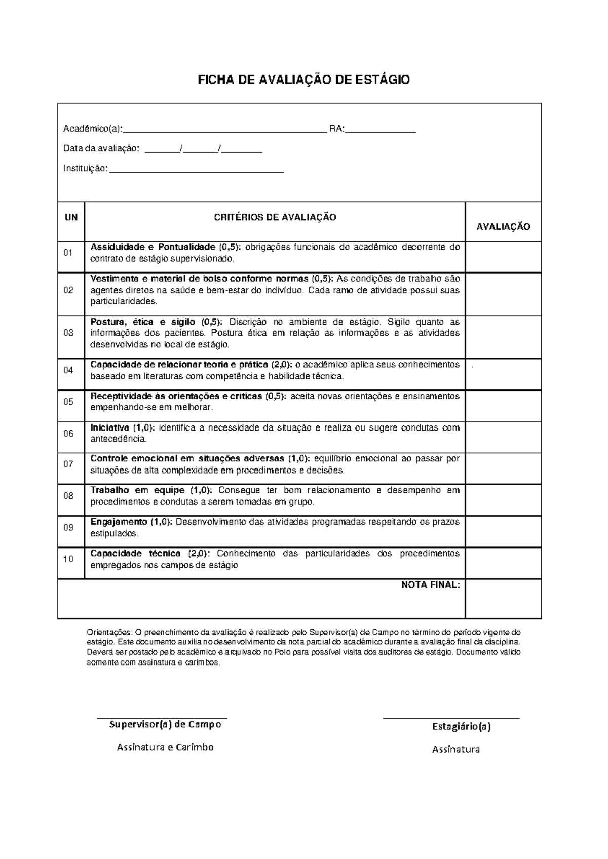 1689081010245 - Cdbif mkkkk - FICHA DE AVALIAÇÃO DE ESTÁGIO Orientações ...