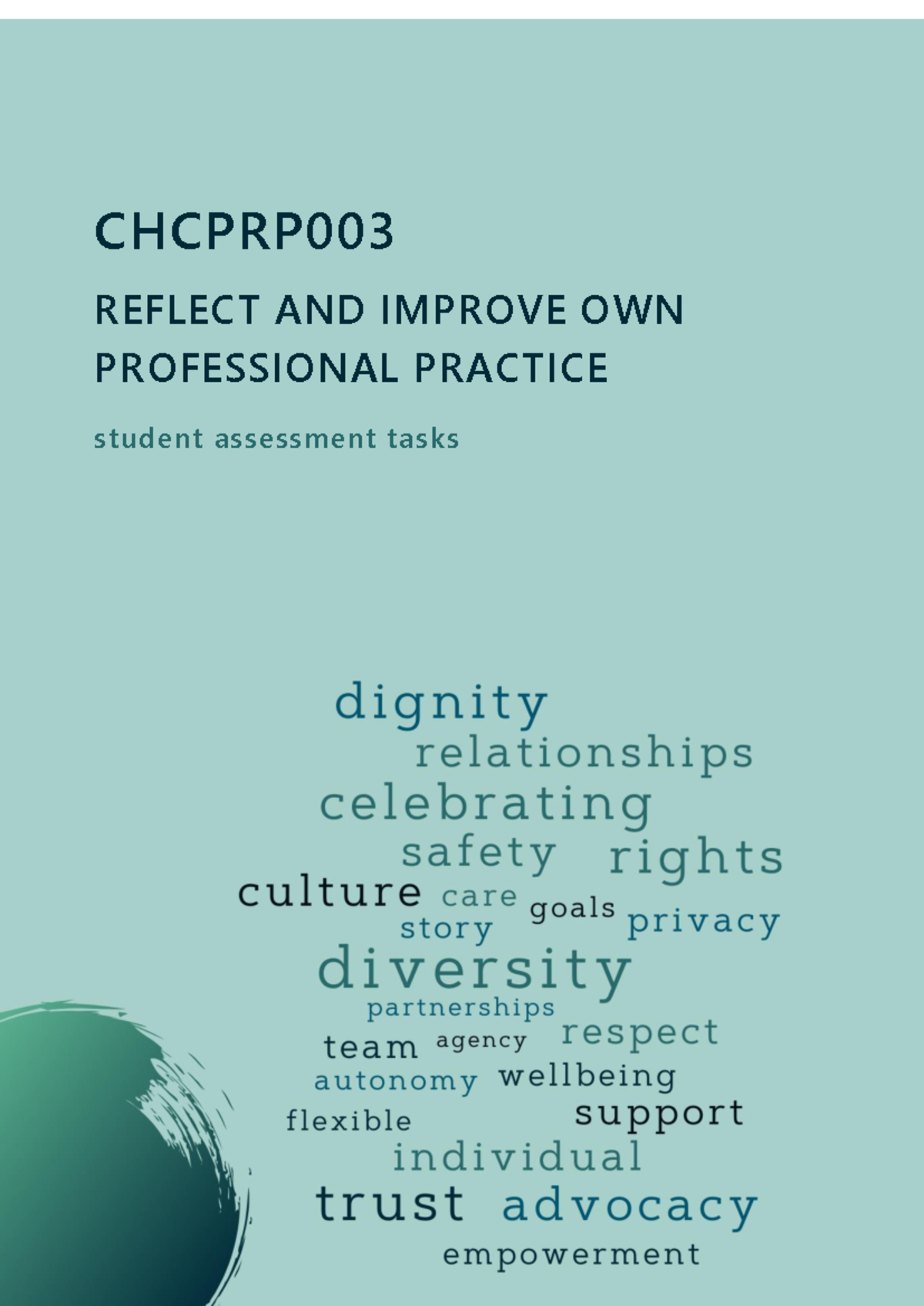 CHCPRP003 Student Assessment: Reflecting on Professional Practice - Studocu