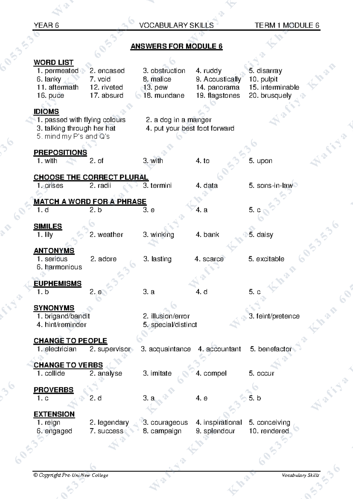 20241 WEMT Grade 6 Week 6 Vocabulary Skills Guide - Studocu