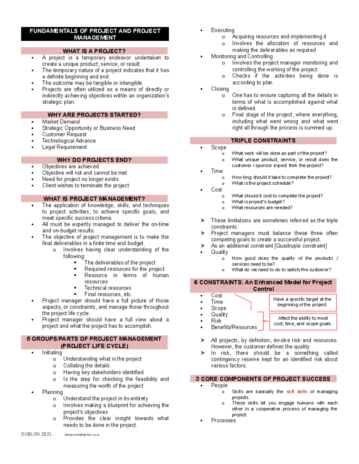 Project Management Lecture Notes: Key Concepts & Fundamentals - Studocu