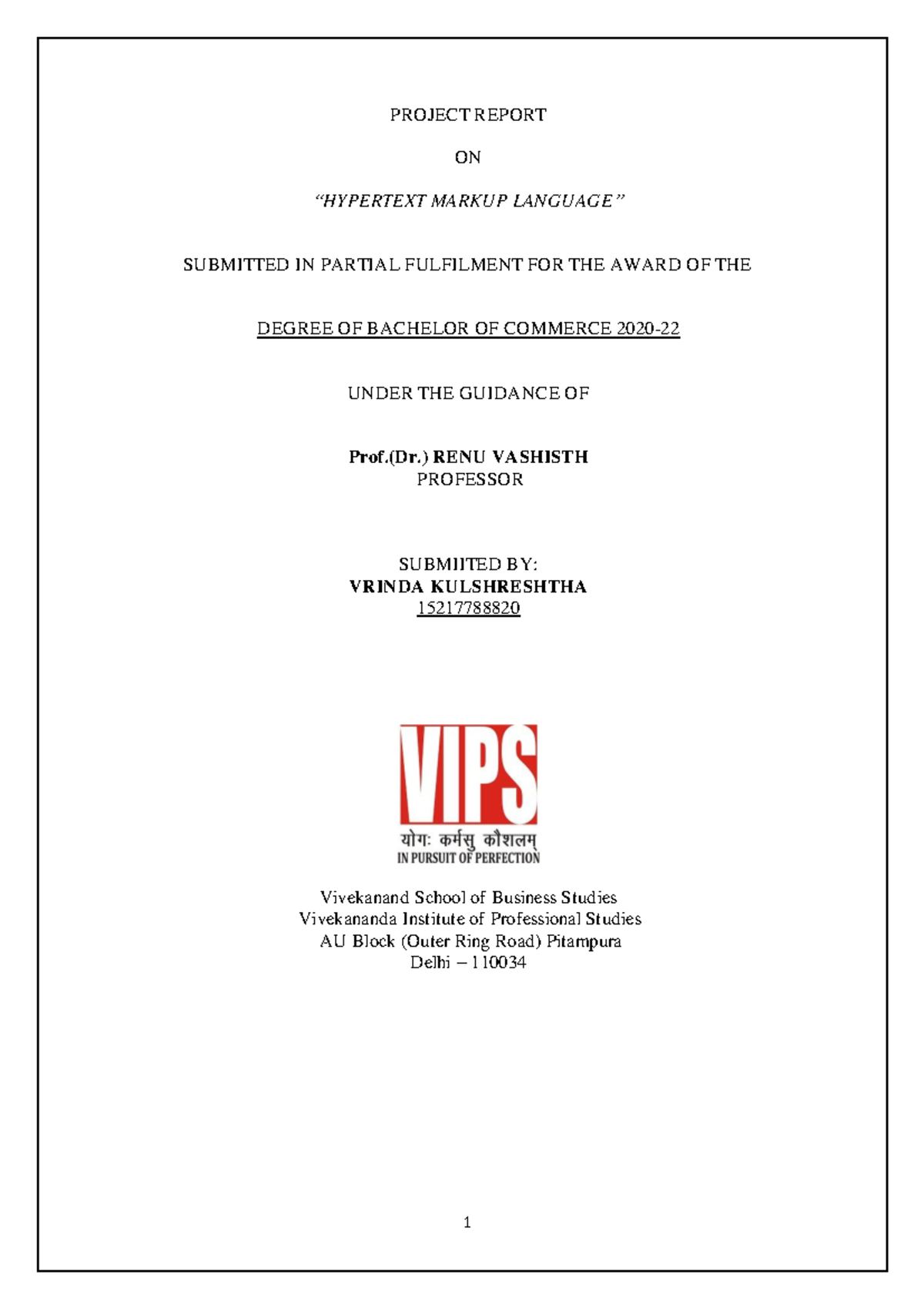 ECOM SEM6 Project Report on Hypertext Markup Language (HTML) - Studocu