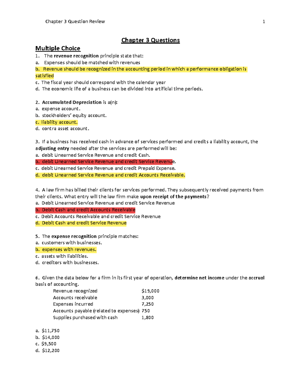 Chapter 3 Question Review 11th eda - Chapter 3 Questions Multiple Choice 1. The revenue ...