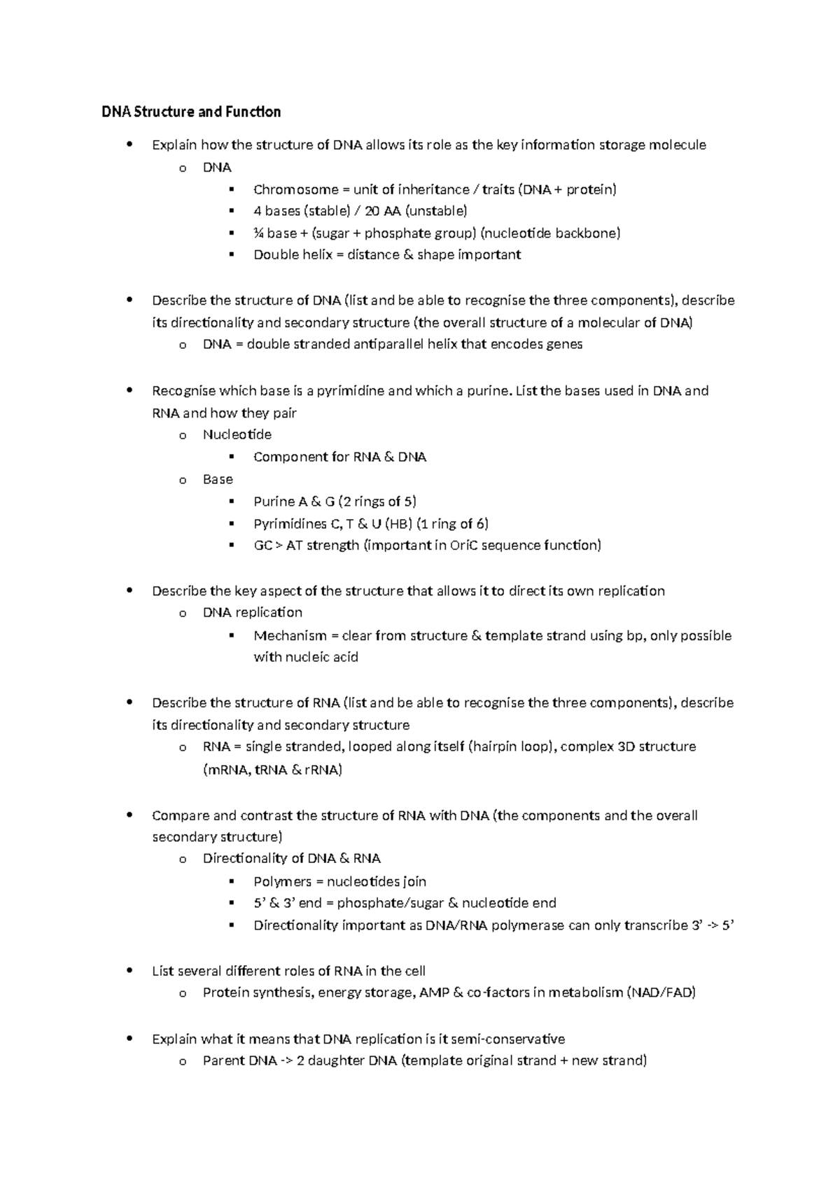 MST 3 - DNA Structure, Function, and Replication Mechanisms - Studocu