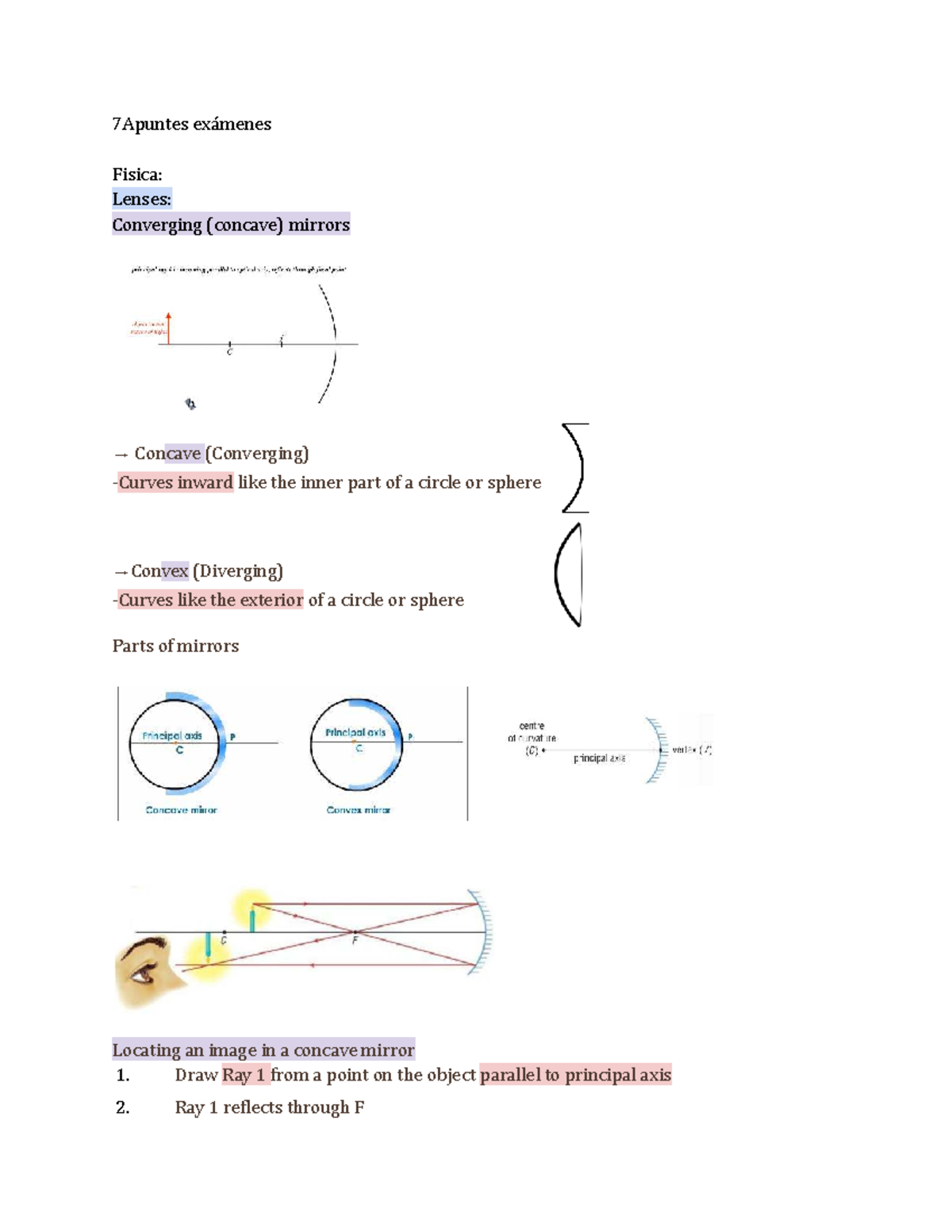 7A Physics Grade 10 Final Exam Notes: Lenses & Light Concepts - Studocu