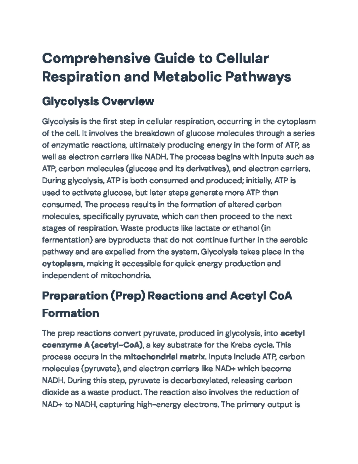 Cellular Respiration Notes: Glycolysis, Krebs Cycle & ETC (Bio 101 ...