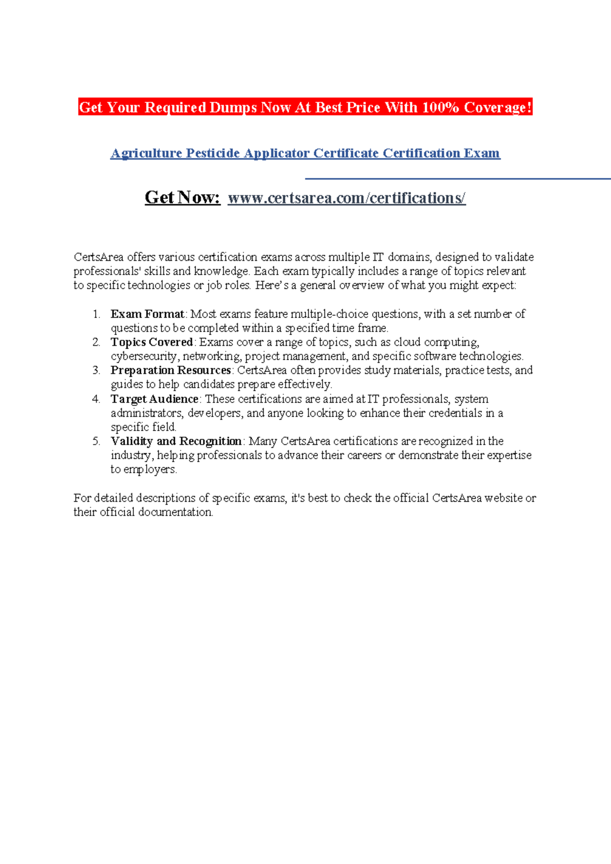 Agriculture Pesticide Applicator Certificate Certification Exam - Get ...