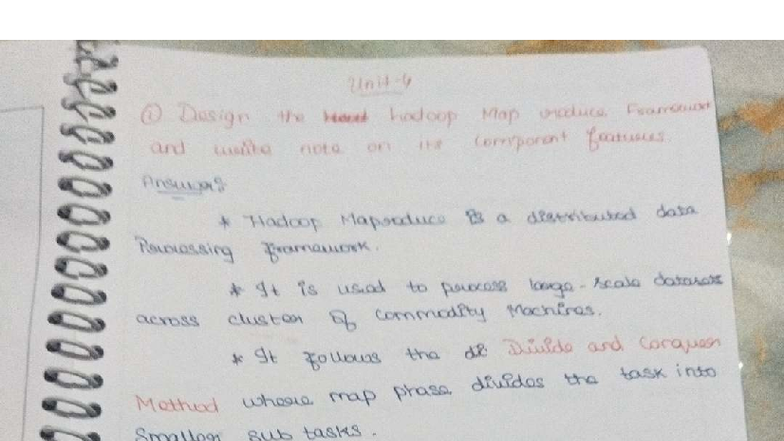 UNIT 4 BDA - Good notes - I Design the beared hadoop Map reduce Framout ...