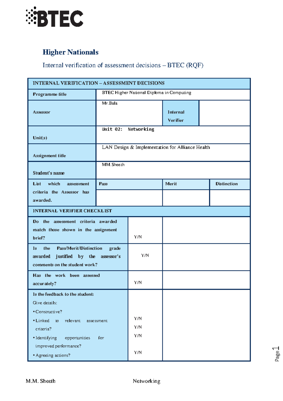 682854540 Unit 02: LAN Network Design & Implementation for Alliance Health - Studocu