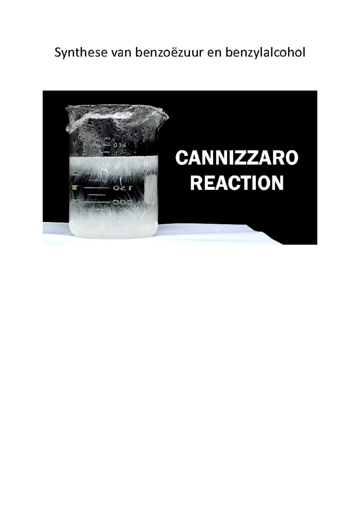 Synthese van benzoëzuur en benzylalcohol vanuit benzaldehyde - Studeersnel