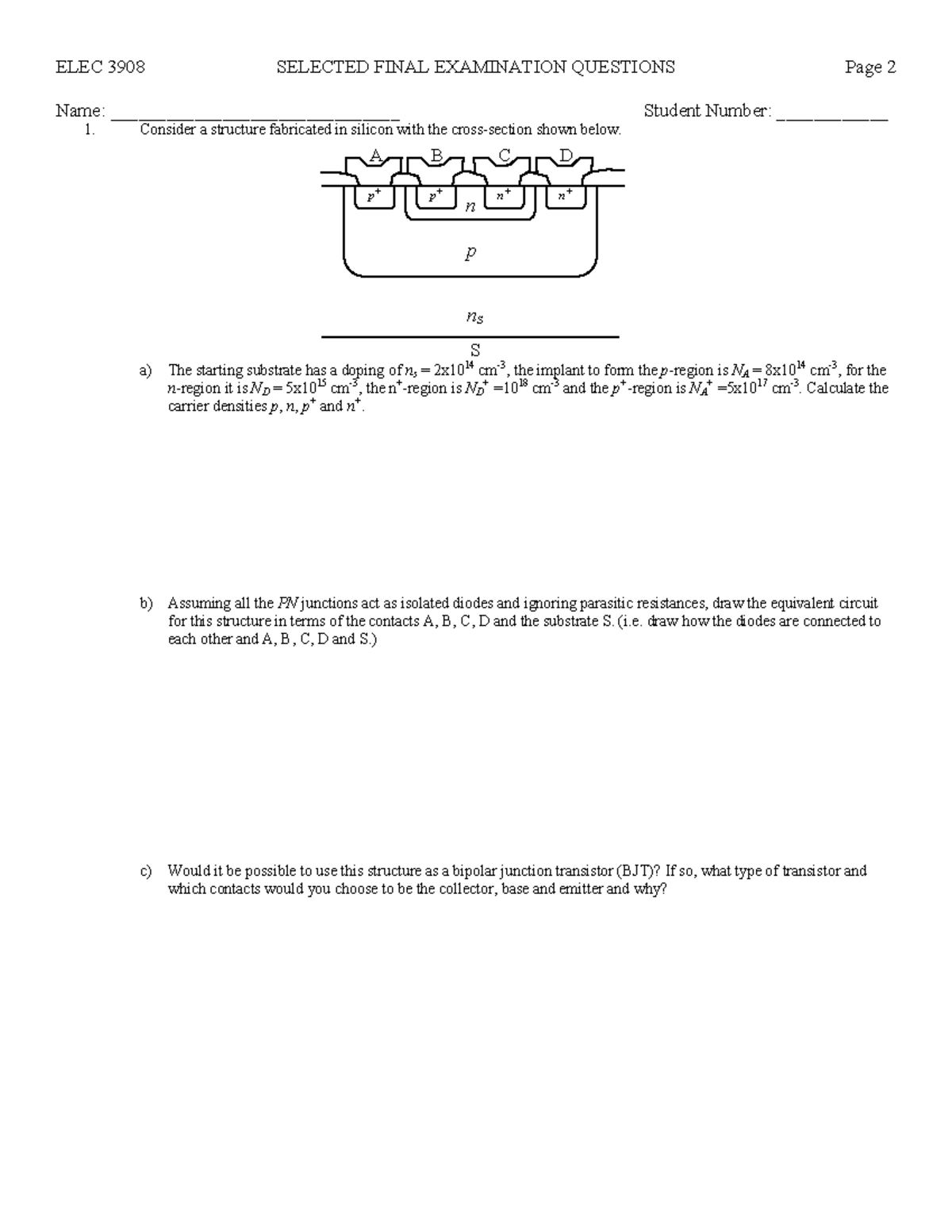 ELEC 3908 Final Exam Review Questions and Solutions - Studocu