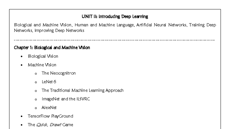 JNTUK R20 UNIT II: Deep Learning Techniques in Vision & Language - Studocu