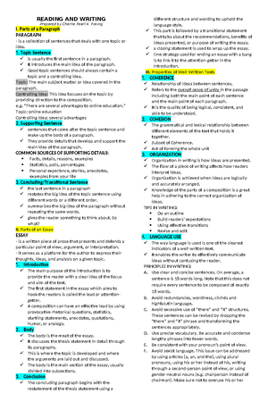 Handout for Types of claims - READING AND WRITING -Prepared by Cherrie ...