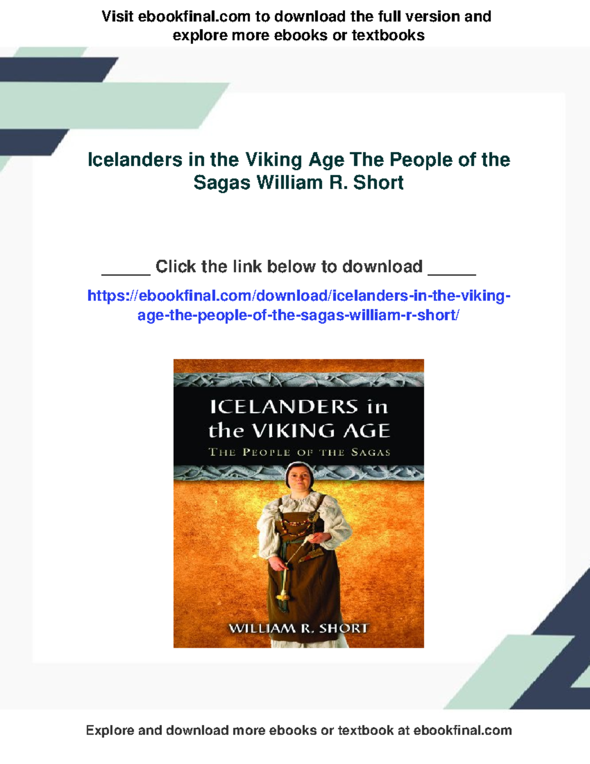 Icelanders in the Viking Age: The People of the Sagas (33008) - Studocu