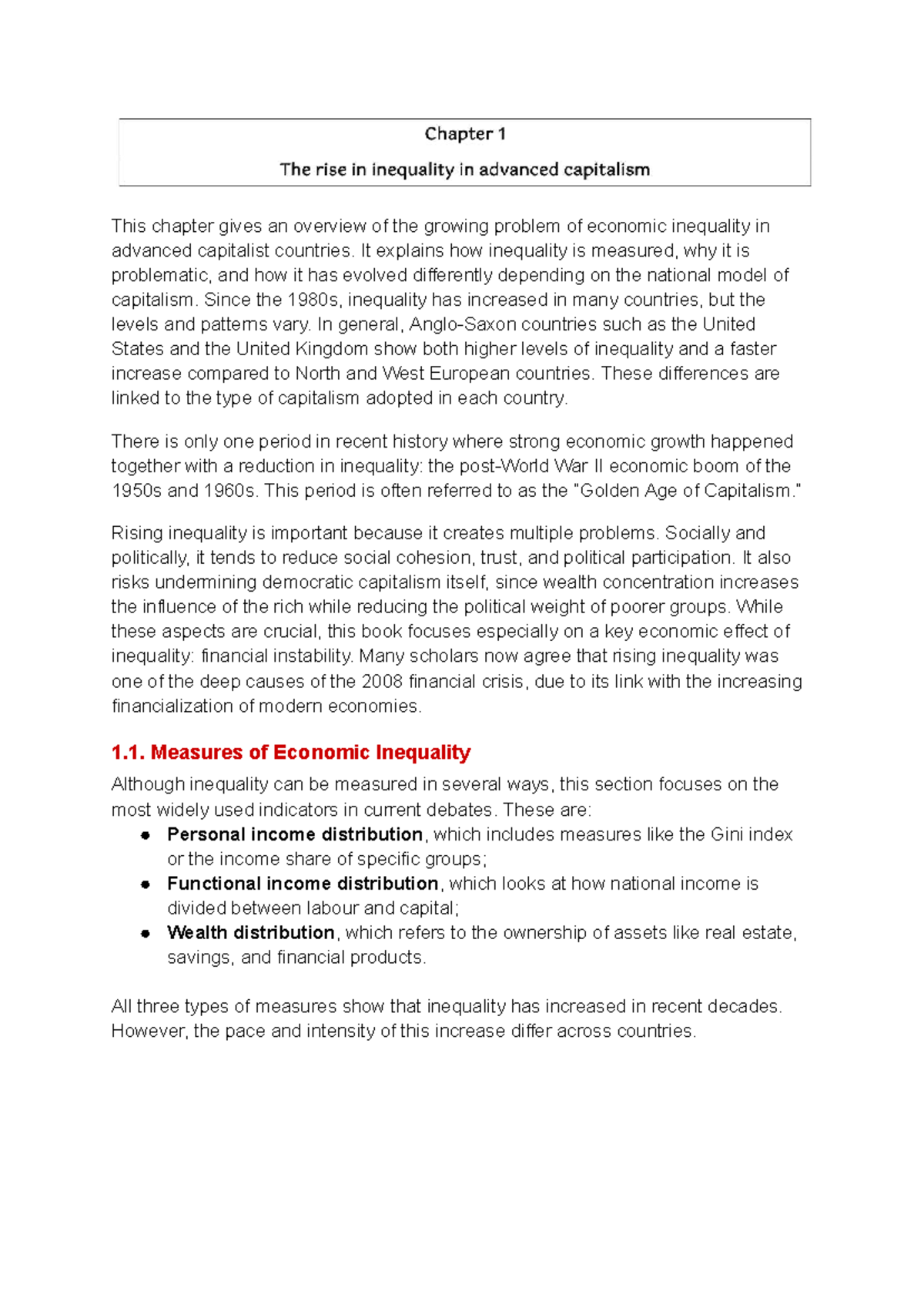 ECOall - Chapter Summary on Economic Inequality and Its Impacts - Studocu