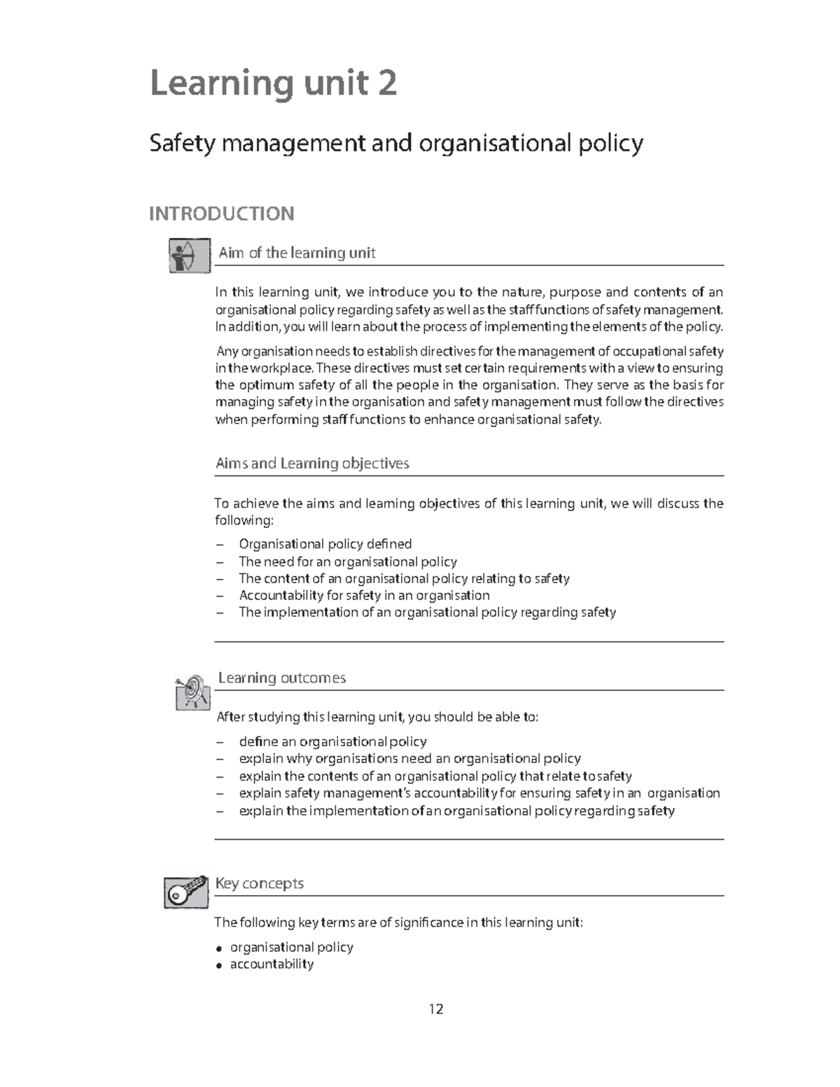 MNO2603 Study Guide LU2 - 12 Learning unit 2 Safety management and ...