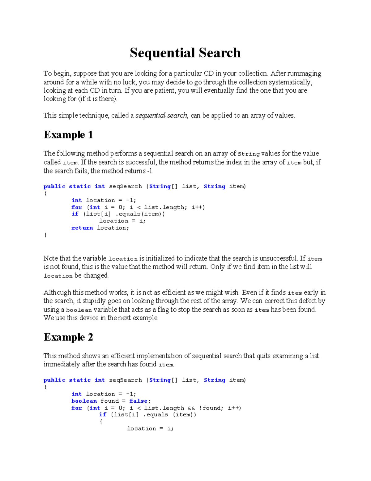 Exercise 1 - Sequential Search Techniques and Implementations - Studocu