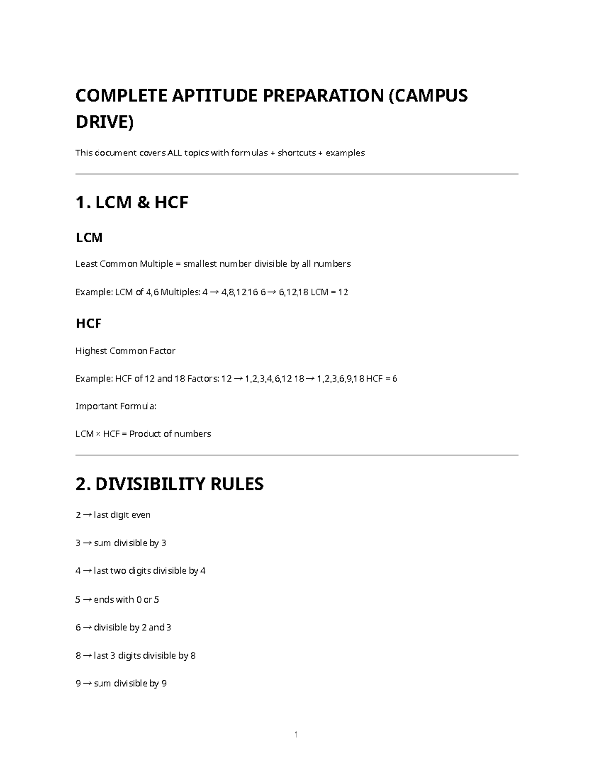Complete Aptitude Preparation Notes (CAMPUS DRIVE) - Studocu