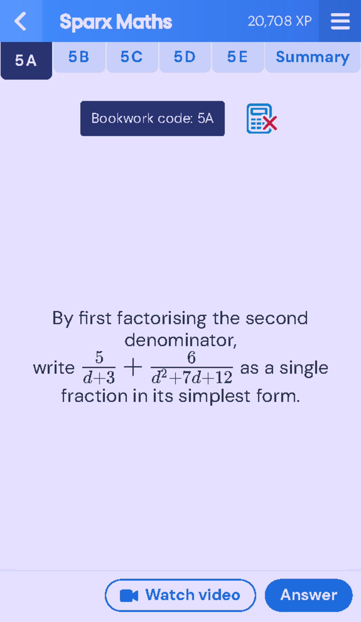 Sparx Maths 2 - Math - G100 - 20,708 XP 5A 5 B 5 C 5 D 5 E Summary ...