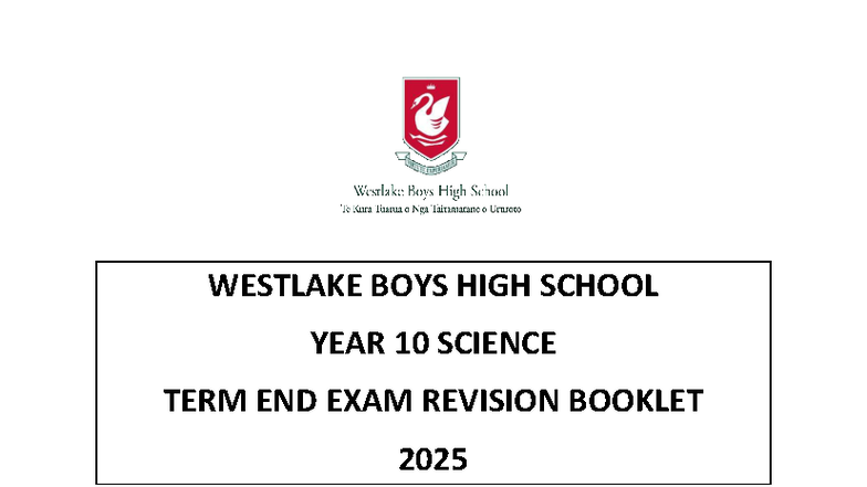 Year 10 Science Term End Exam Revision Booklet 2025 - Studocu