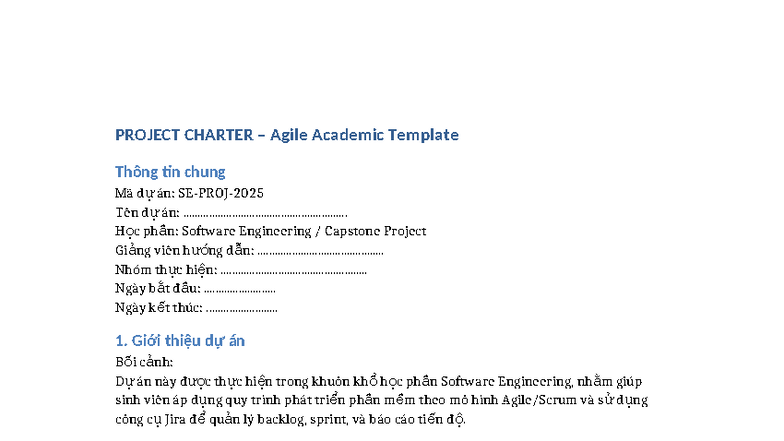 PROJECT CHARTER - Software Engineering Capstone Project - Studocu