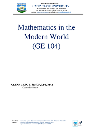 MMW - Prelim Reviewer 2022 - Mathematics in the Modern World – Lecture ...