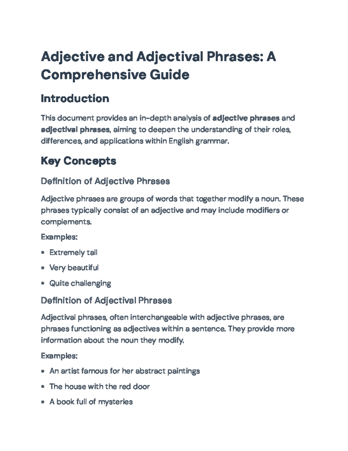 Understanding Adjective and Adjectival Phrases in English Grammar ...