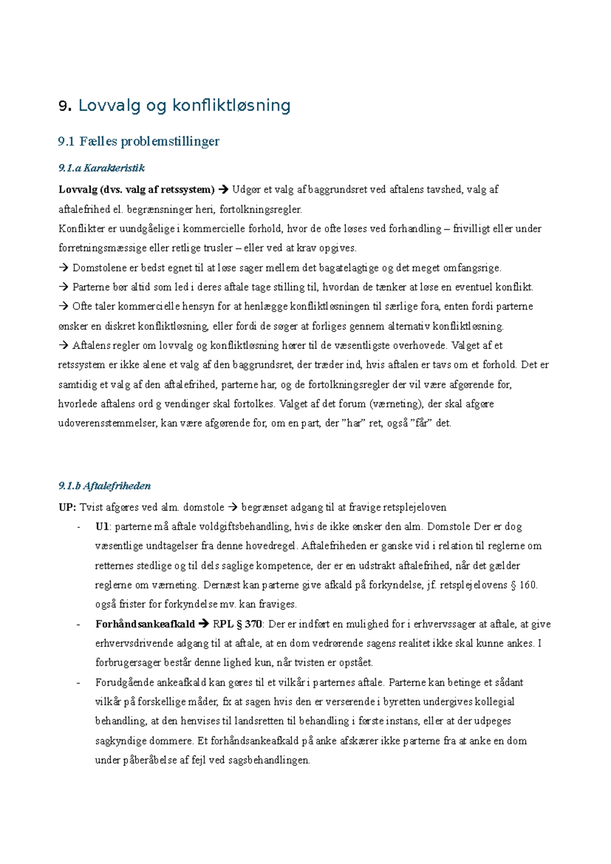 KAP. 9 PA - Lovvalg og Konfliktløsning i Fast Ejendom - Studocu