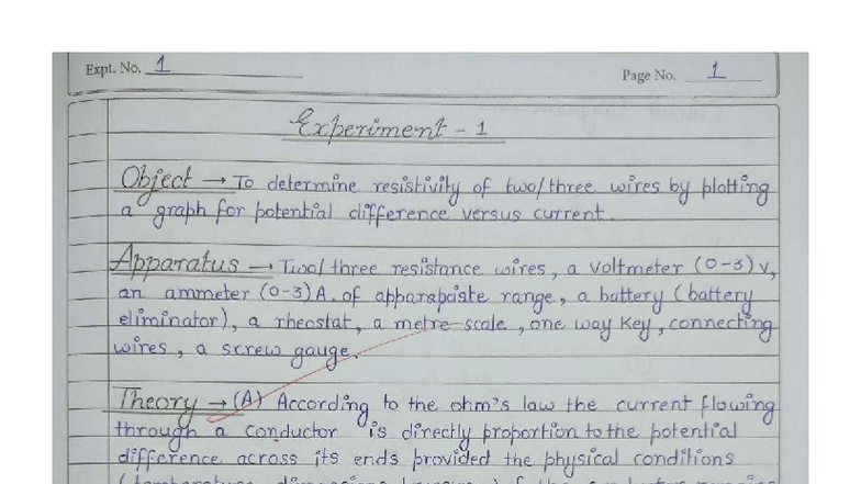 Physics Practical (23-24): Experiments on Resistance and Resistivity ...