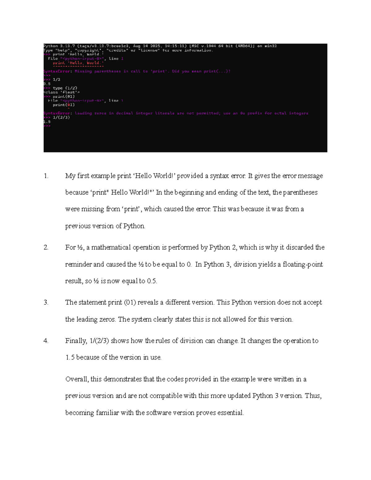 Discussion Unit 1: Understanding Python Version Differences - Studocu