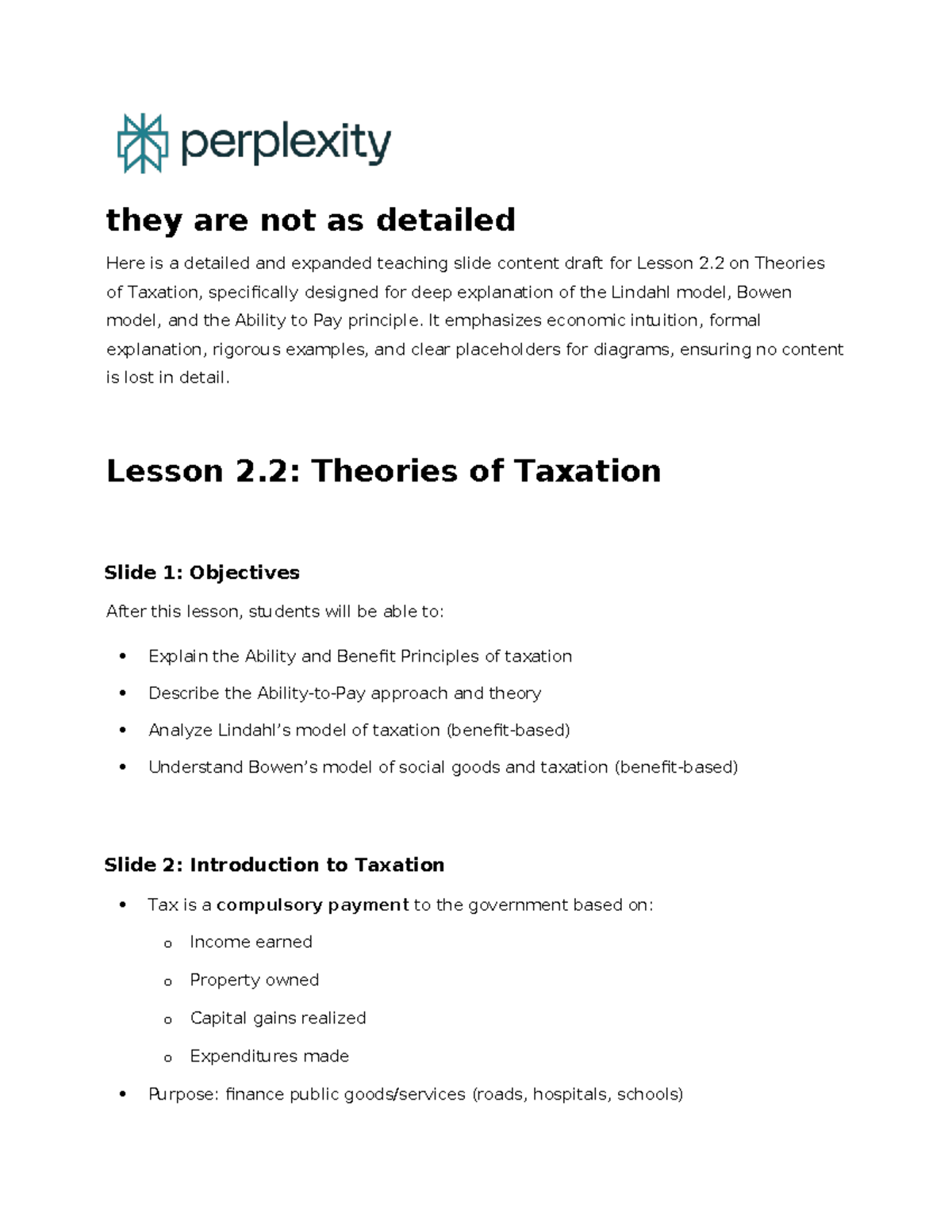 Lesson 2.2: Theories of Taxation - Detailed Slide Content Draft - Studocu