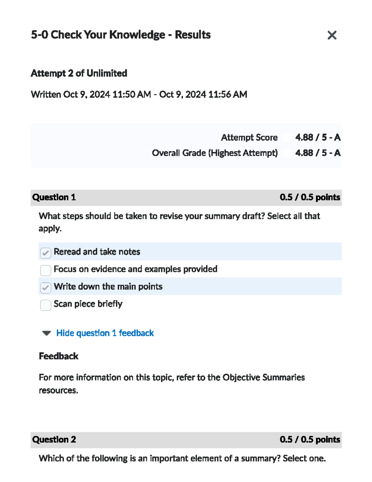 Check Your Knowledge Week 5 Results: Summary & Process Analysis ...