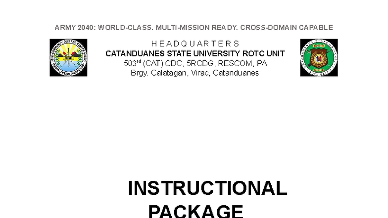 ARMY 2040: READY. CAPABLE INSTRUCTIONAL PACKAGE ON CORE VALUES - Studocu