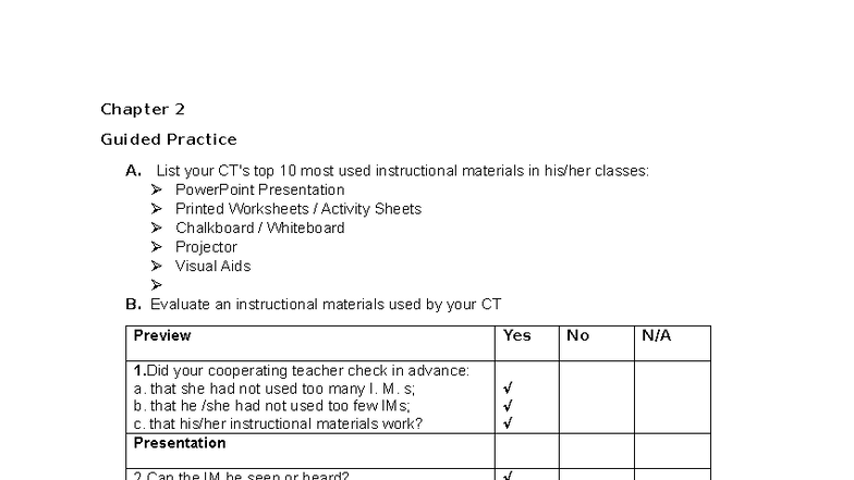 FS2 Lesson 5: Chapters 2-4 Guided Practice on Instructional Materials ...