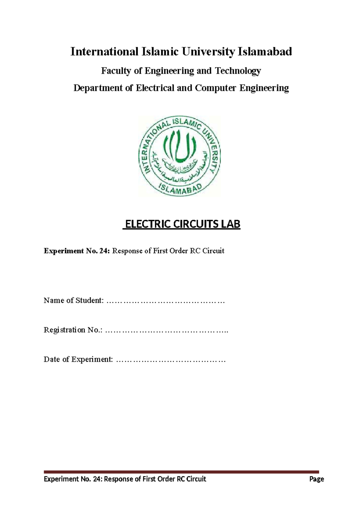 LAB 24-EC: First Order RC Circuit Response Analysis - Studocu