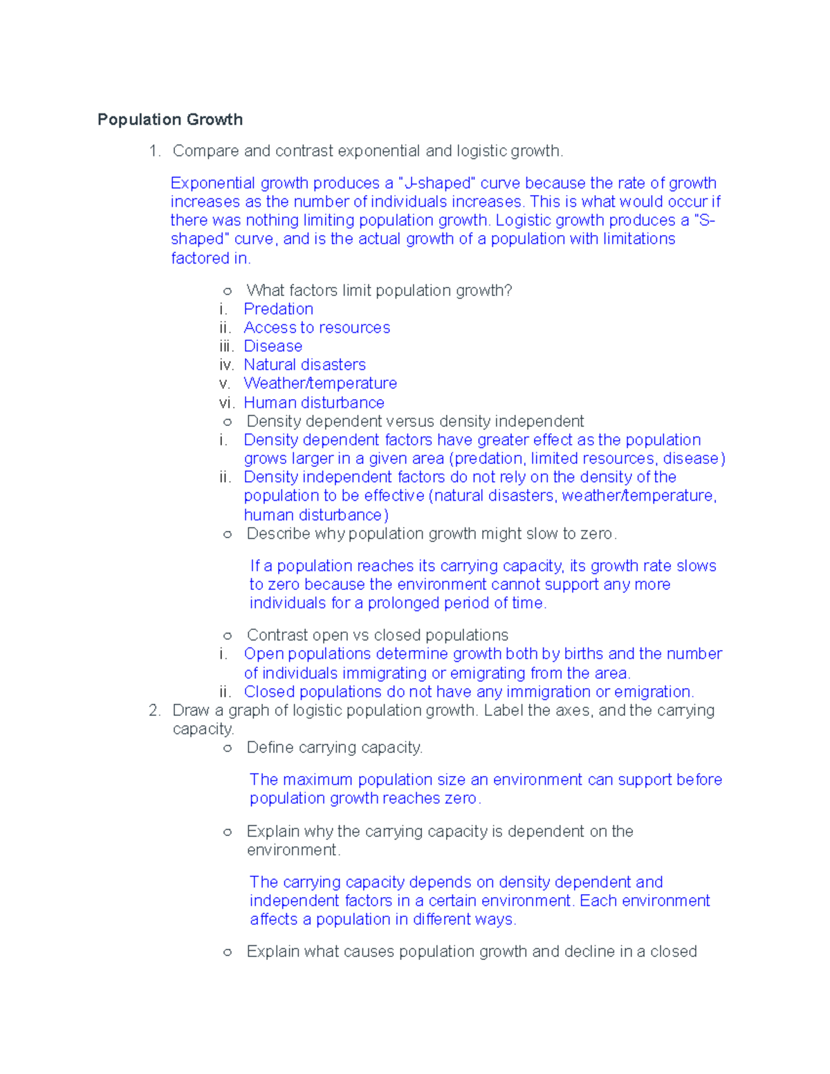 ENVS 110 Exam 2 Study Guide: Population Growth & Human Impact - Studocu