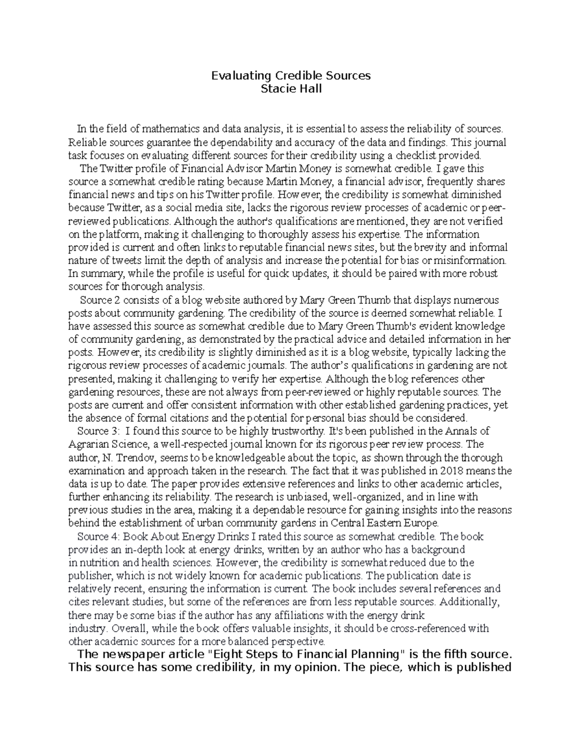 Evaluating Credible Sources in Mathematics and Data Analysis - Studocu