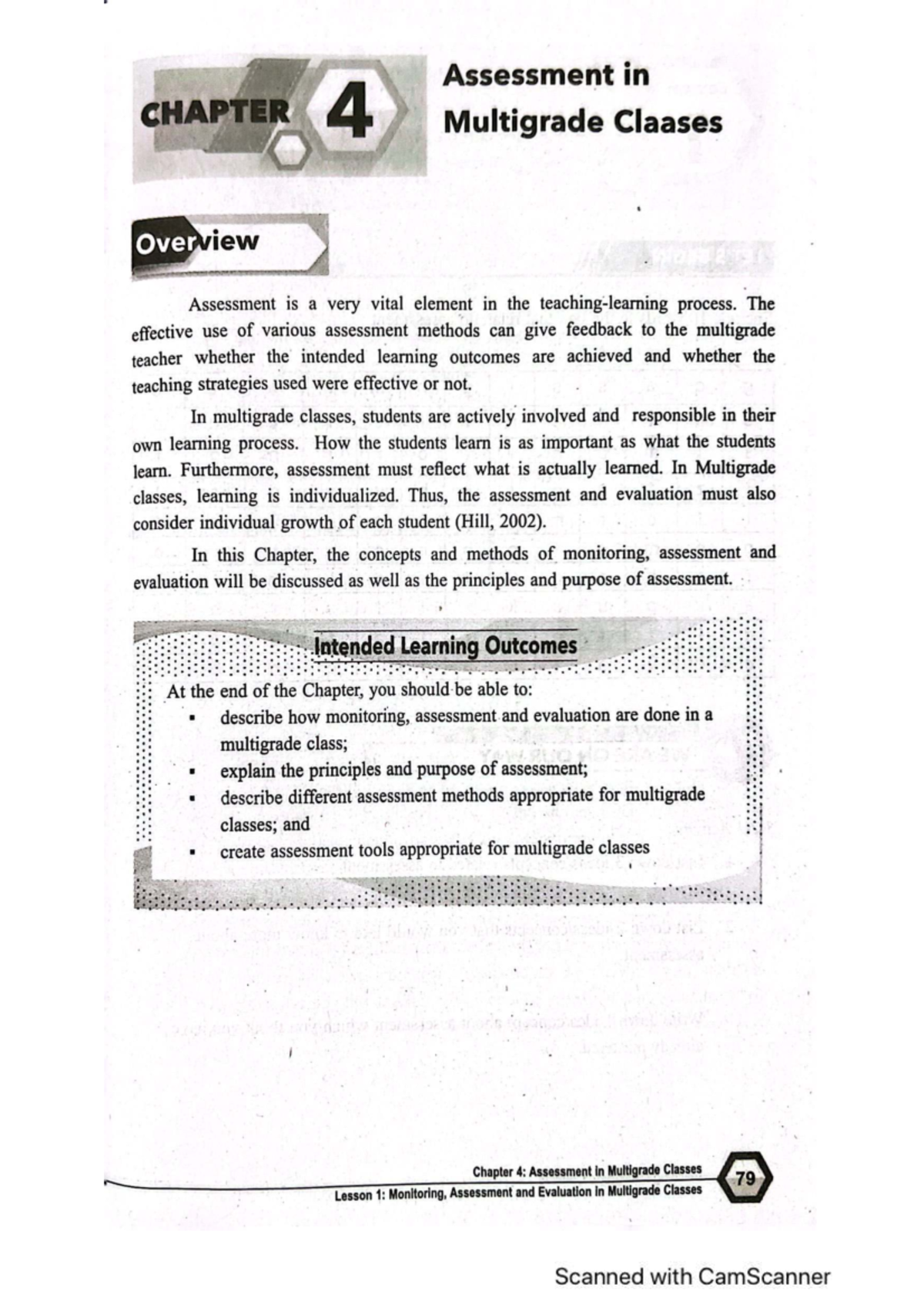 Chapter 4: Assessment Methods in Multigrade Classes (L1 3) - Studocu