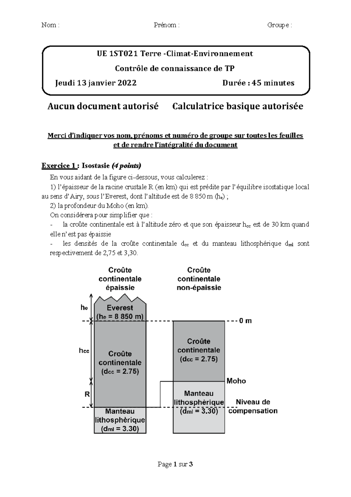 1ST021-TCE-Eval2 TP Janv-2022 - Nom : Prénom : Groupe : Page 1 sur 3 ...