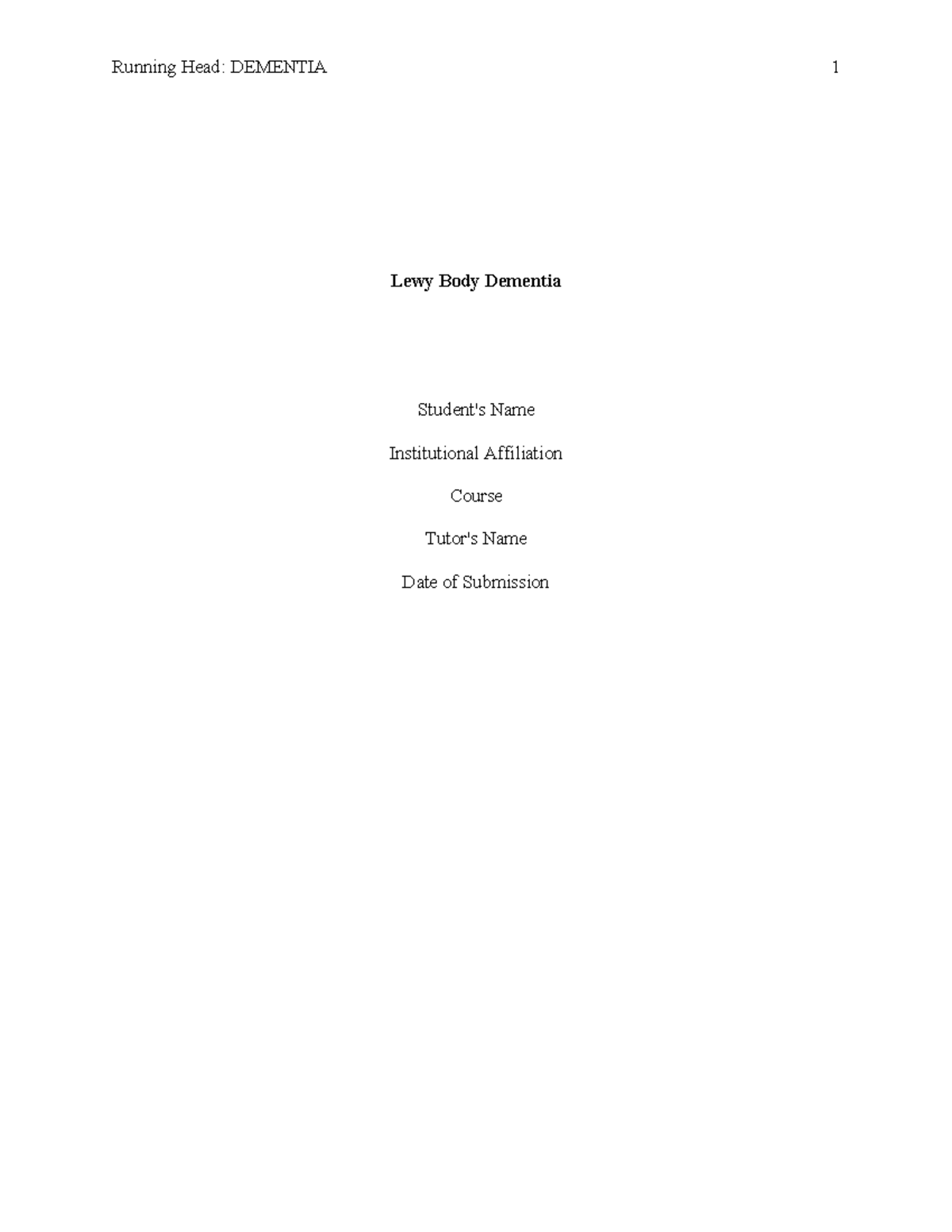 Lewy Body Dementia Overview: Causes, Symptoms, and Diagnosis - Studocu