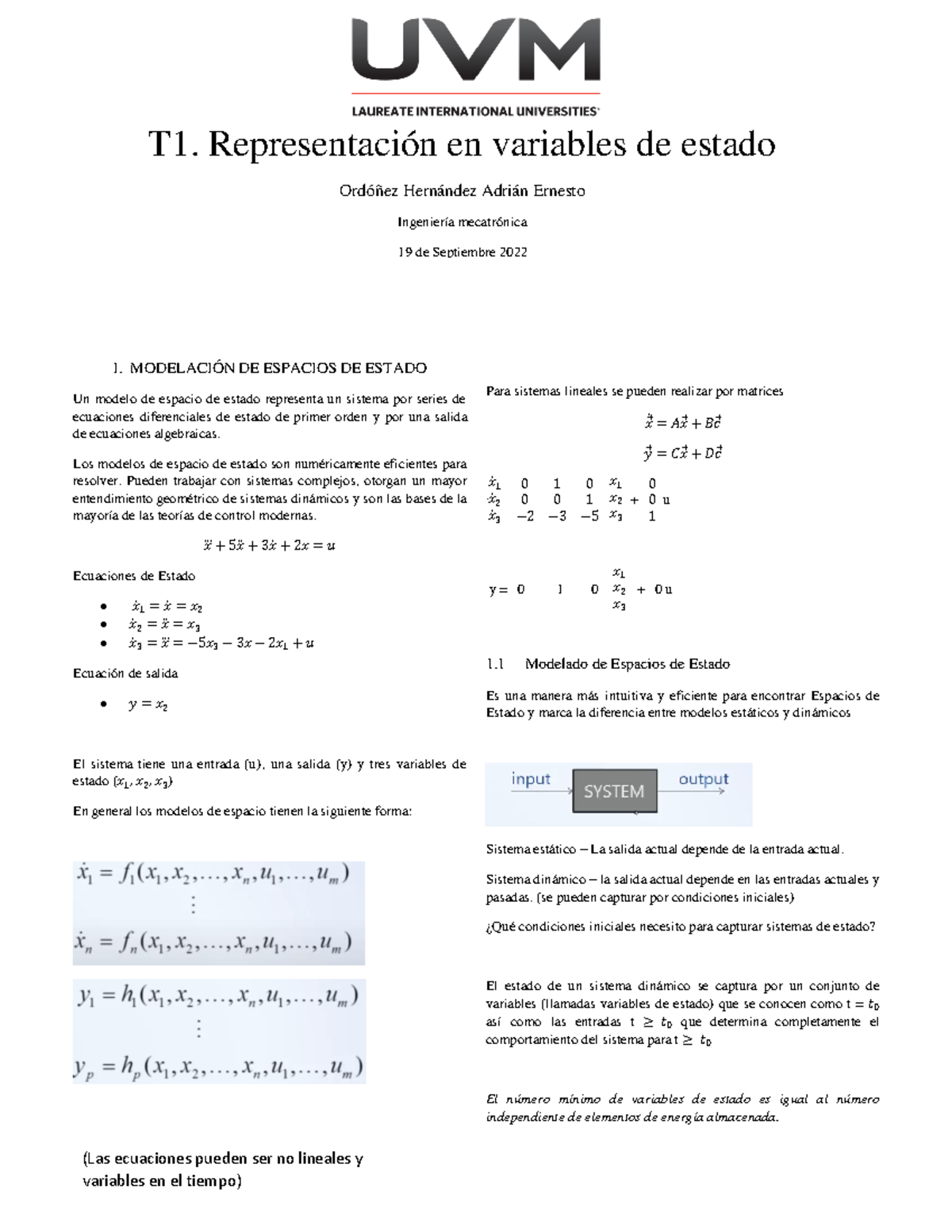 T1: Modelación y Representación de Variables de Estado en Sistemas ...