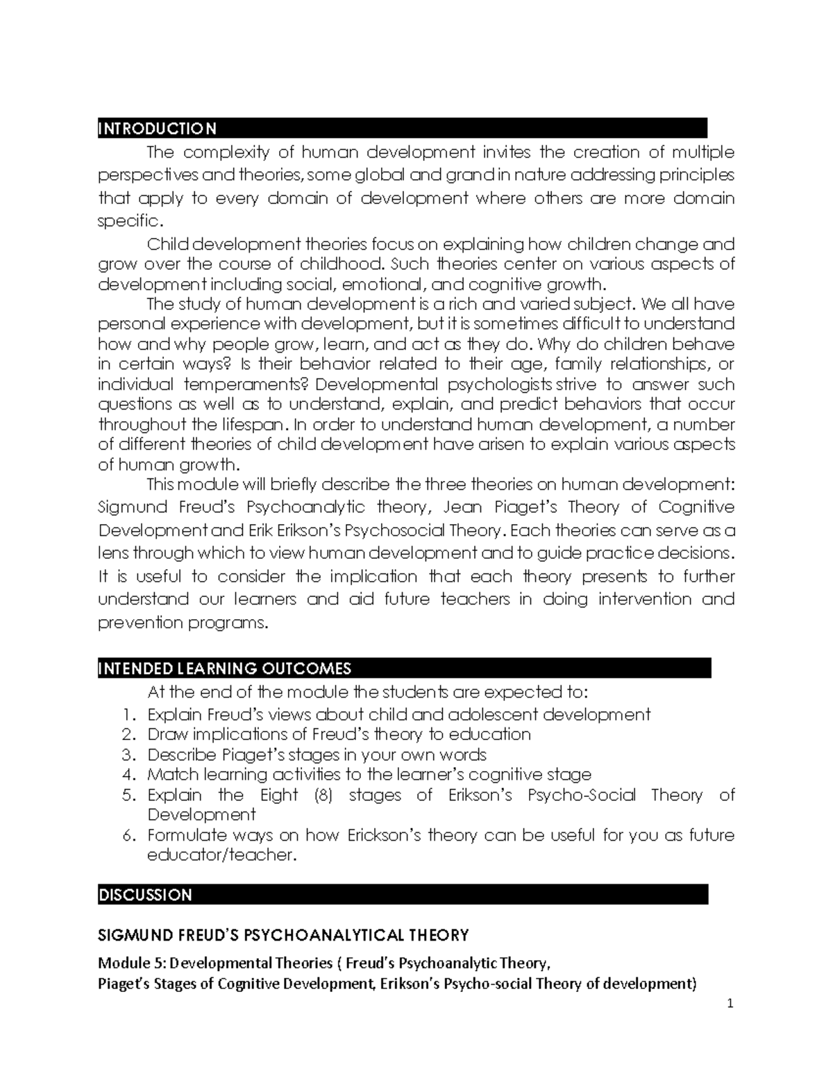 The child and adolescent and learning principles Module 5 - Module 5 ...