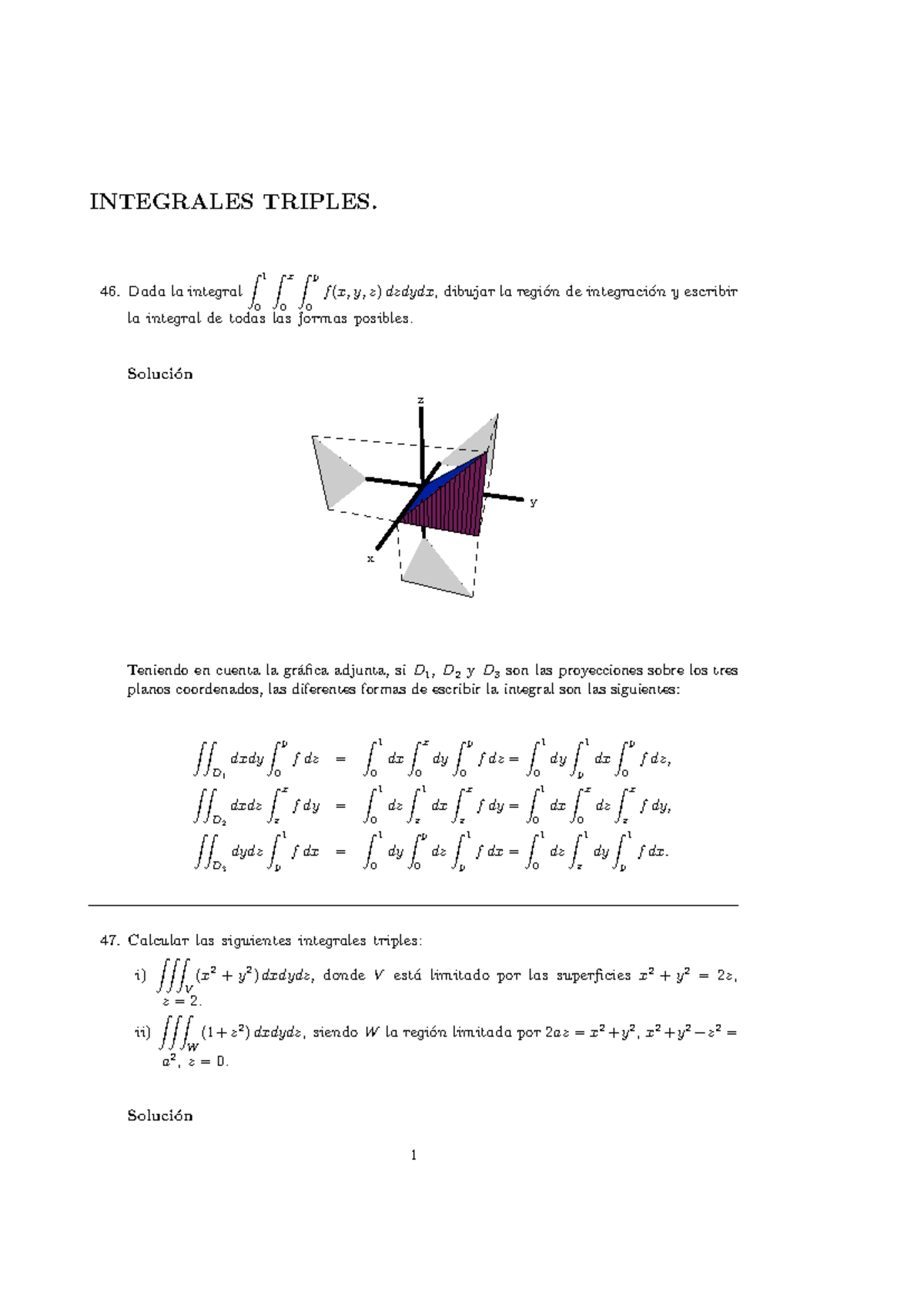Ejercicios Resueltos de Integrales Triples - Curso de Cálculo III - Studocu