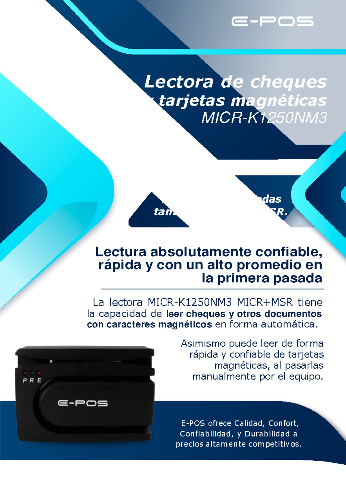 Lector DE Cheque Y Trajeta Magnetica E-POS MICR-K1250NM3 - Lectora de ...
