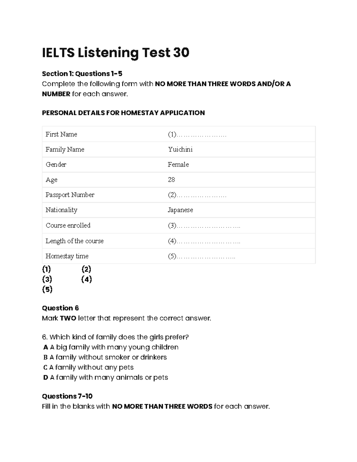 IELTS Listening Test 30: Homestay Application & Time Management Tips ...