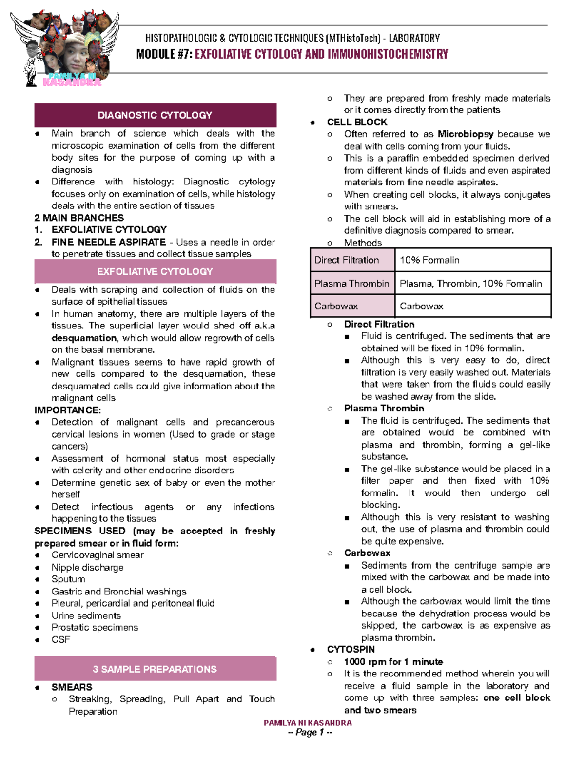 Histotech LAB M7 - Exfoliative Cytology & Immunohistochemistry Notes ...