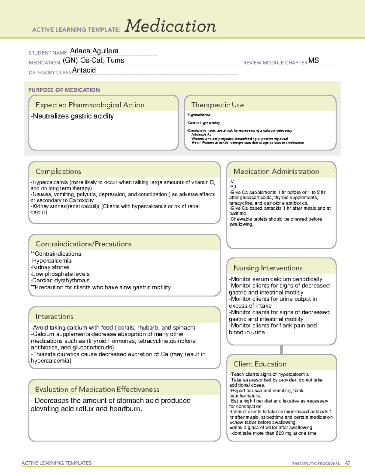Os-Cal Medication Overview - Active Learning Template (GN) - Studocu