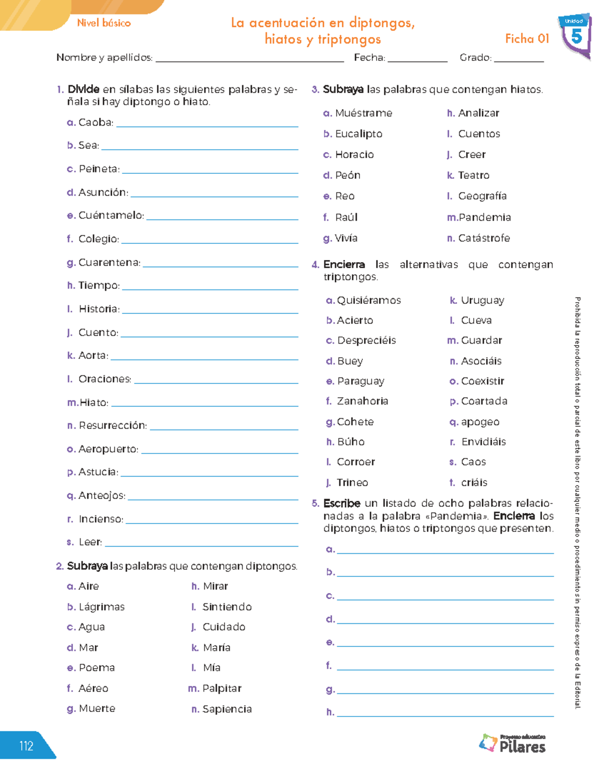 Repaso de Acentuación: Diptongos, Hiatos y Triptongos - Grado 3 - Studocu