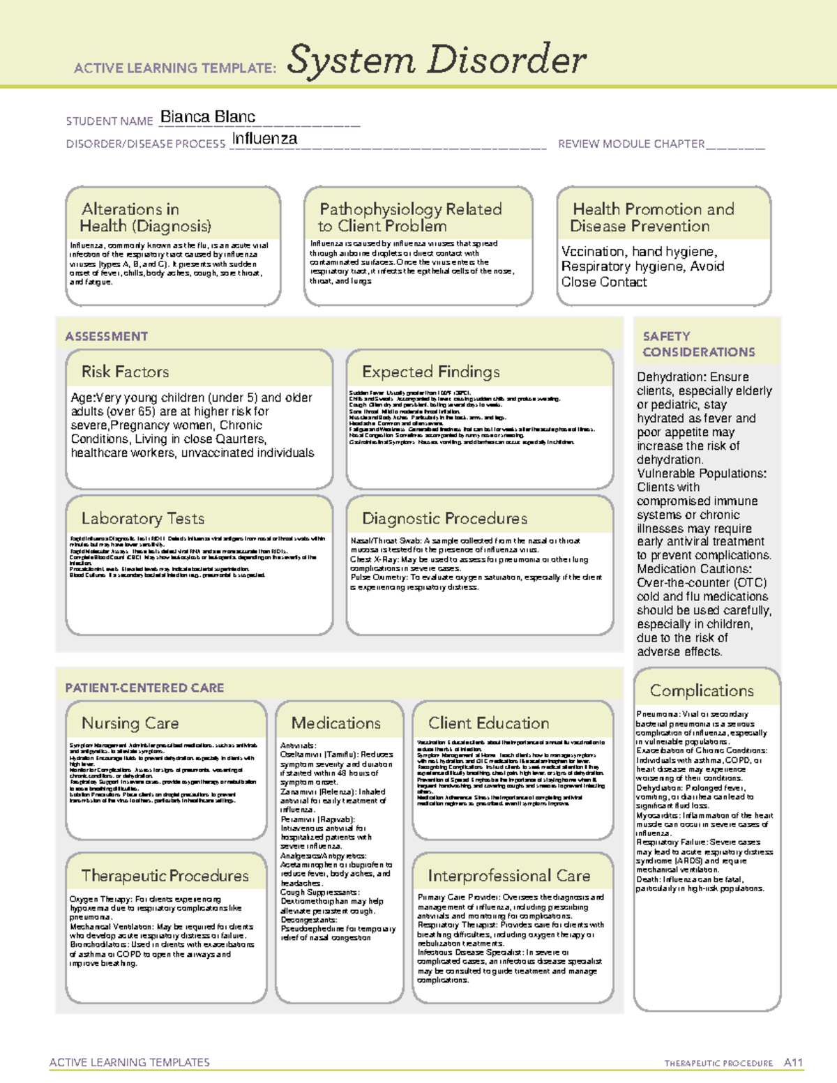 Active Learning Template sys Acute Viral Influenza - ACTIVE LEARNING ...