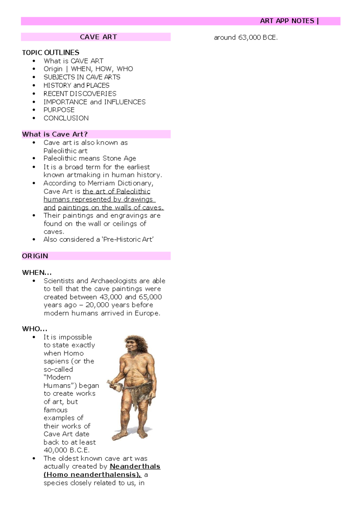 CAVE ART: Origins, Subjects, and Recent Discoveries - ART APP Notes ...