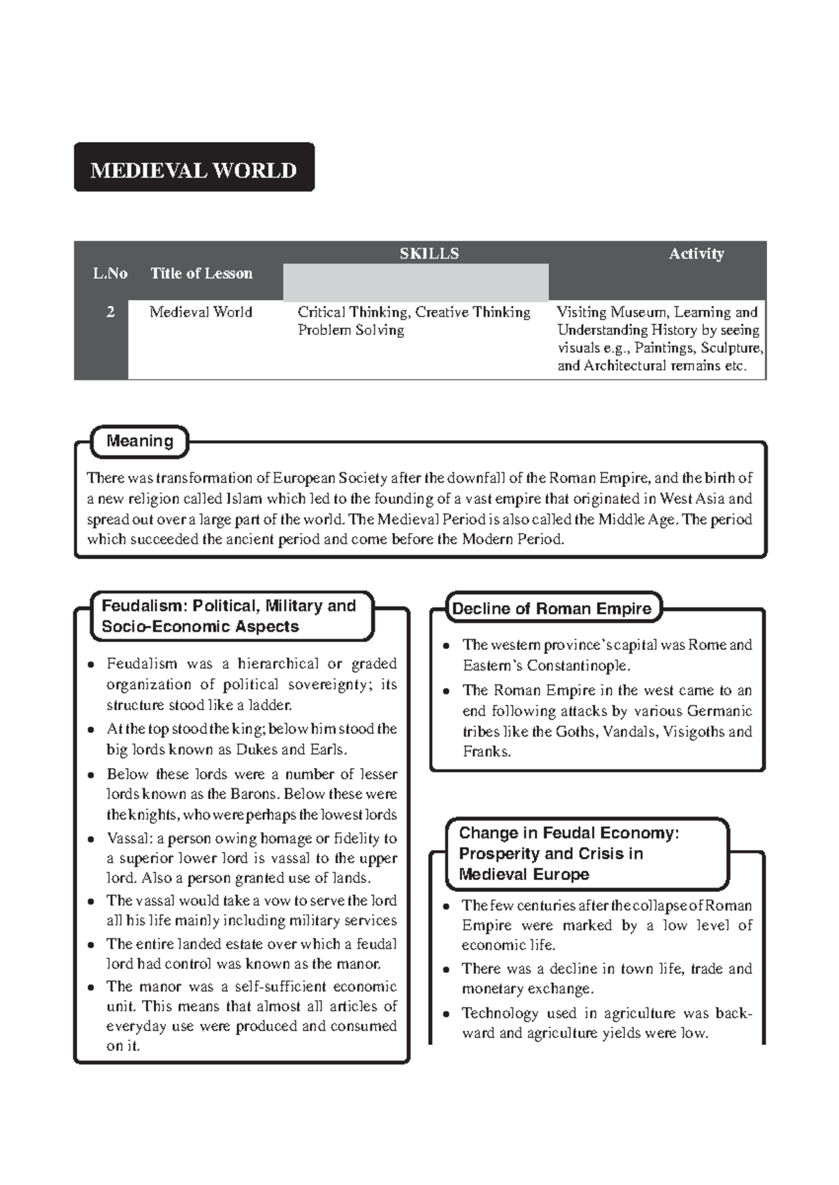 Lesson 2 - The Medieval World: Understanding History and Feudalism ...